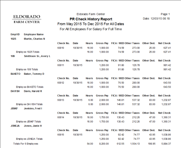 Sample Check History